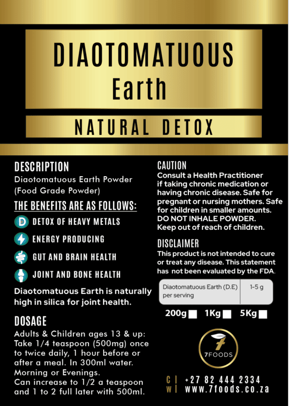 Diatomaceous Earth (D.E.) Powder 5kg Bulk @ R60 per/kg - 7Foods